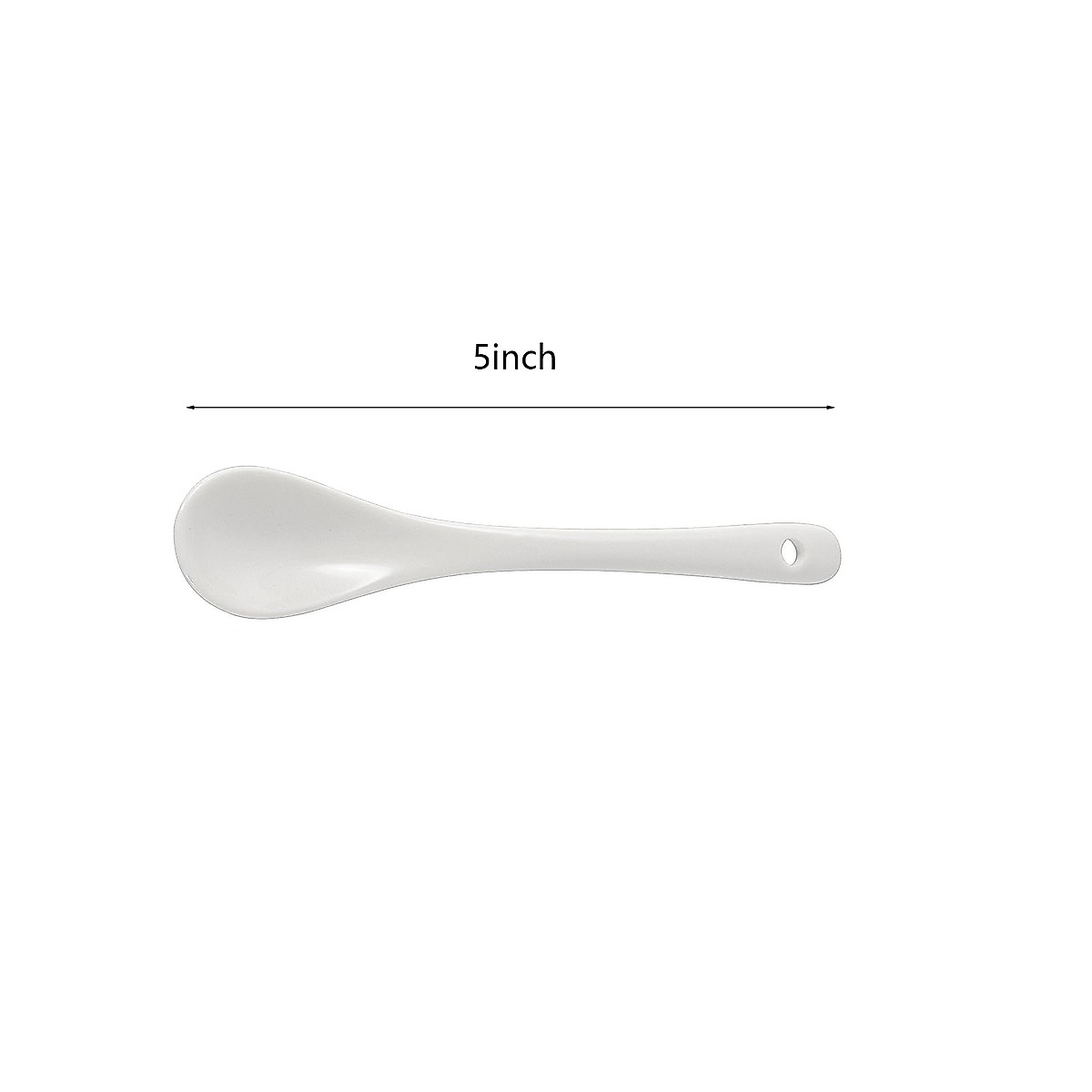 Mosuji Set of 6 Premium White Porcelain Coffee Spoons for Espresso, Tea, Sauces, and Desserts