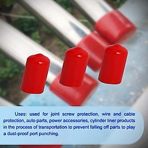 Aopin Rubber Round End Cap Cover 1.06 Inch (27mm) Screw Thread Protectors PVC Flexible Tubing Pipe Protective Bolt Screw Thread Protector Safety Cover | for Pipe Post Tubing Rod Cover 5 Pcs (Red)