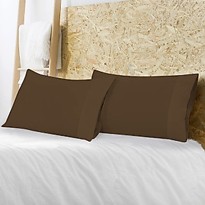 Royale Linens King Pillowcase Set of 2 - Bed Pillow Cover - 20" x 40" - Chocolate Pillowcases - 1800 Brushed Microfiber, Wrinkle & Fade Resistant - Soft & Cozy- King Size Pillow Case (King, Chocolate)