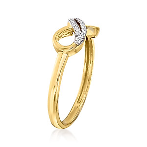 Ross-Simons 14kt Yellow Gold Infinity Symbol Ring With Diamond Accents. Size 7