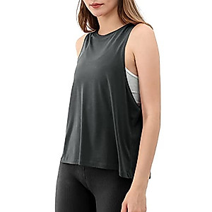 ODODOS 3-Pack Loose Tank Tops for Women Sleeveless Gym Athletic Workout Tops Basic Yoga Shirts, Black, Charcoal, White, Medium