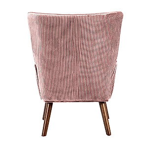 Bekrvio Velvet Accent Chair, Modern Wingback Armchair with High-Back, 4" Thick Seat Cushion, Velvet Upholstered Single Sofa Chair for Living Room Bedroom Reading Vanity Chair Club Arm Chair (Pink)