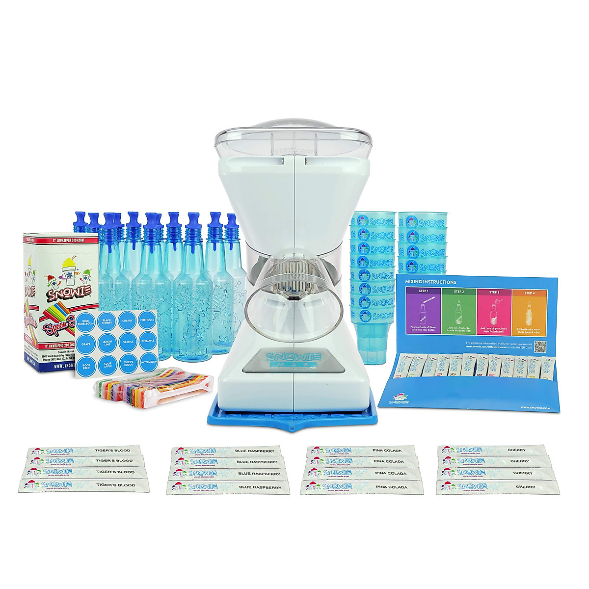 SNOWIE - Little Snowie Max Snow Cone Machine - Premium Shaved Ice Maker, With Powder Sticks Syrup Mix, Entrepreneur Kit