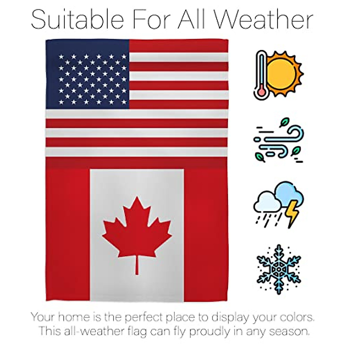Americana Home & Garden Canada US Friendship Garden Flag Regional Nation International World Country Particular Area House Decoration Banner Small Yard Gift Double-Sided, Made in USA