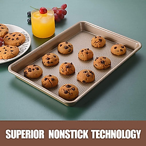 Joho Baking Sheet Pans Cookie Sheet,Nonstick Bakeware Cookie Pan Set,Cookie Baking Pan for oven, 13inch,15inch, Gold