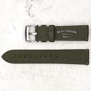 Benchmark Canvas Watch Band - Quick Release Cotton Fabric Watch Straps for Men & Women (20mm, Army Green)
