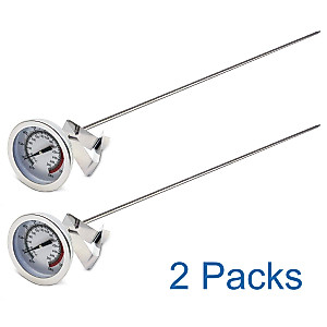 Efeng15“ Long Deep Fry Thermometer (2 Pack) with Pot Clip, 2" Dial Instant Read Turkey/Candy/Oil Thermometer for Frying,Cooking of Tall pots,Beef,Lamb,Meat