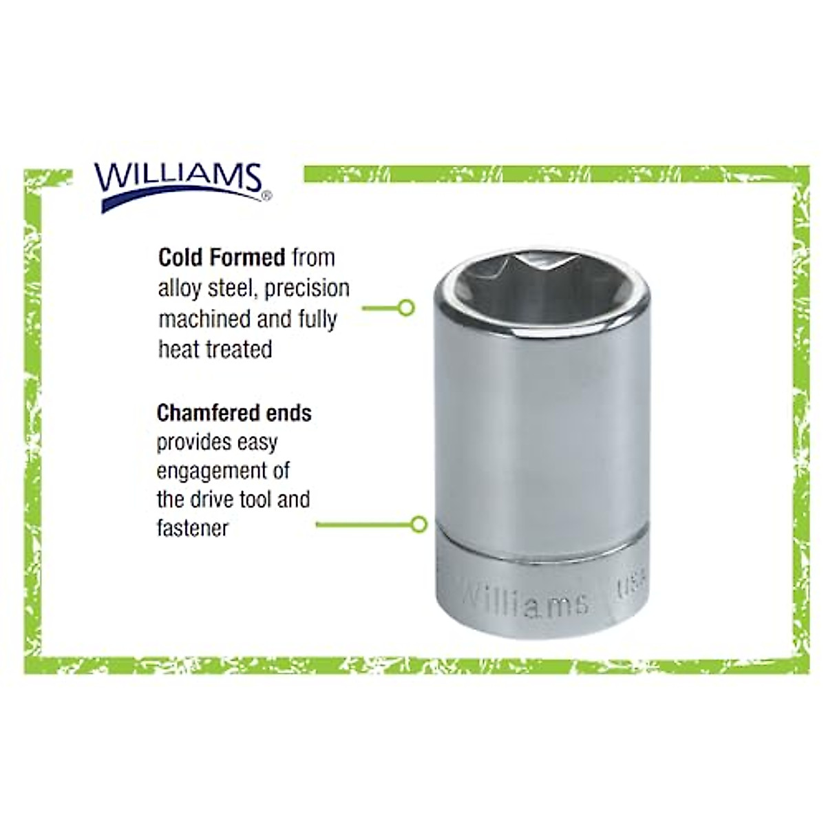 Williams JHWBD-812 SuperTorque 3/8-Inch Drive Shallow 8-Point 3/8-Inch Socket with Lobular Openings and Chrome Finish