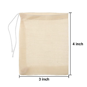 50 Pcs Drawstring Cotton Soup Bags, 3 x 4 inch Reusable Tea Bags Coffee Tea Brew Bags Spice Straining Bags for Coffee Tea Soup