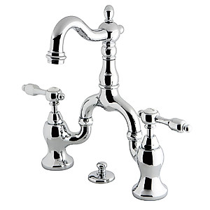 Kingston Brass KS7971TAL 4 3/4" in Spout Reach Bridge Lavatory Faucet with Brass Pop Up, Polished Chrome