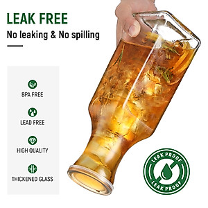 Set of 4 Square Glass Carafe with Lid, 1 Liter Clear Glass Pitcher, Beverage Serveware Carafe for Mimosa Bar, Brunch, Cold Water, Juice, Milk, Iced Tea, Lemonade