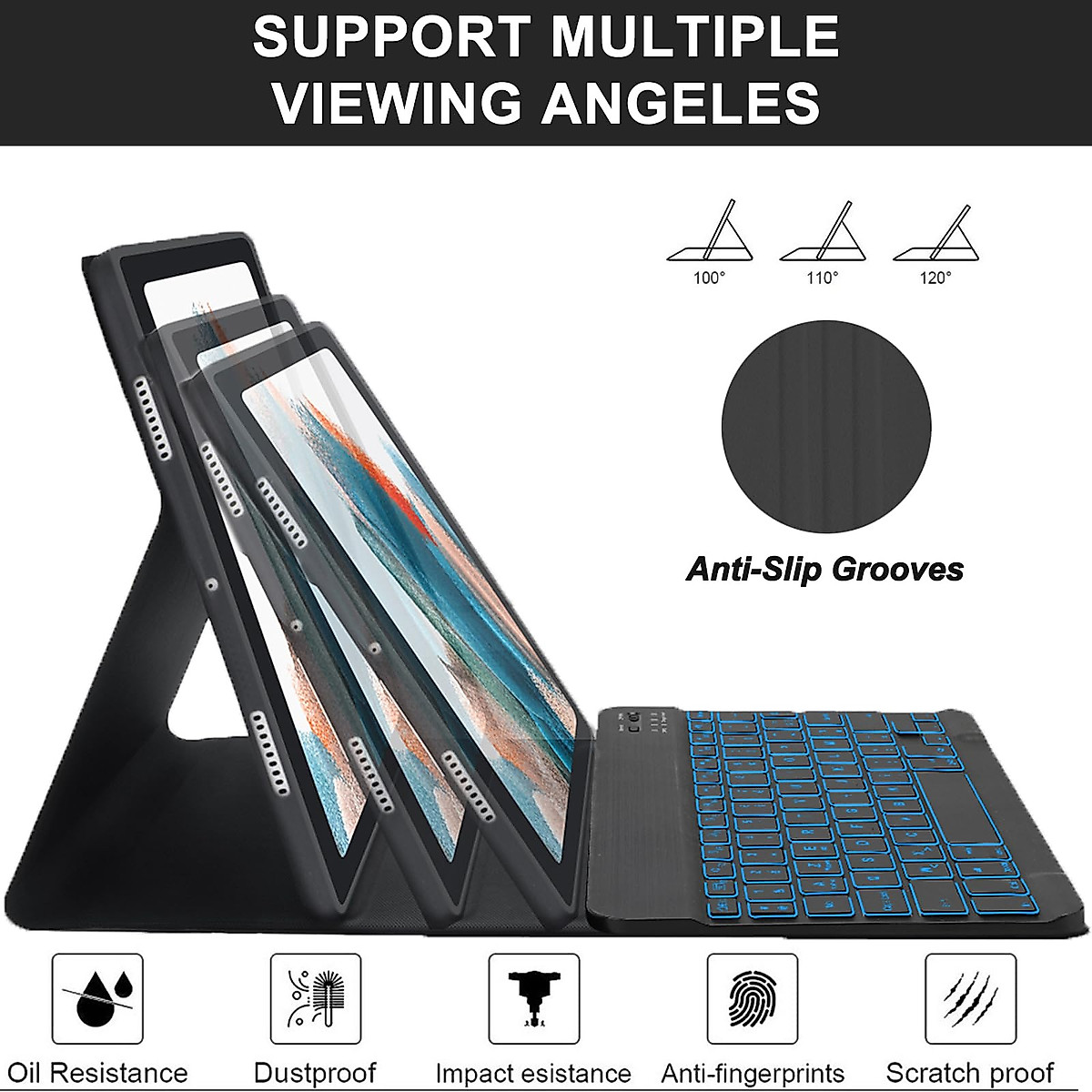FARYODI for New iPad Air 13 Inch Keyboard Case M2 (2024), iPad Pro 12.9 (2022/2021, 6th/5th/4th Gen), 7 Color Backlit, Wireless Detachable Keyboard, Smart Folio Cover with Pencil Holder,Black