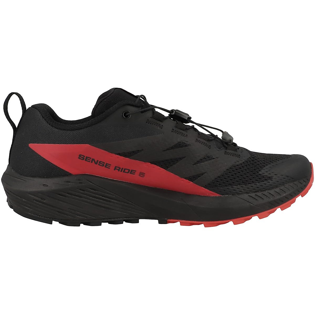 Salomon Men's Sense Ride 5, Black Fiery Red Black, 9