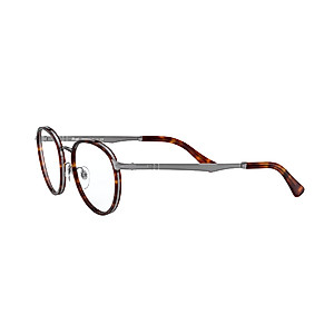 Persol PO2468V Round Prescription Eyewear Frames, Gunmetal/Havana/Demo Lens, 49 mm