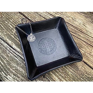 Saint Benedict Medal Leather Tray