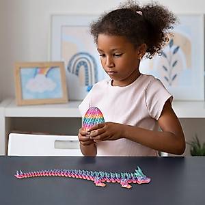 Small Dragon Eggs with Dragon Inside, 3D Printed Surprise Funny Gifts for Kids, Articulated Dragon Fidget Toys for Adults, Executive Desk Toys Office Room Décor (Pastel Rainbow)