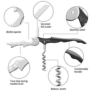 STARVION Waiters Corkscrew,3 in 1 Wine Opener, Bottle Opener and Foil Cutter, Thickened Wine Corkscrew and Stainless Steel Stopper Packed in Beautiful Gift Box