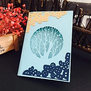 3.3 by 3.3 Inches Circle Tree Embossing Metal Cutting Dies Round Frame Embossing Stencil Background Dies for Card Making Scrapbooking Christmas Die Cuts (#30)