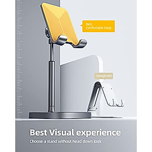 LISEN Office Supplies Decor Cell Phone Stand Universal Home Office Desk, Reduce Neck Pain Height Angle Adjustable Cell Phone Stand, Taller, and More Photogenic iPhone Stand When Phone & Tablets Video…