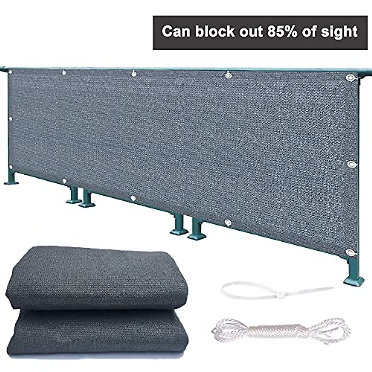 ALBN Balcony Privacy Screen Cover Fence Windbreak Net Garden Privacy Screen HDPE UV Protection Windscreen with Rope & Cable Ties (Color : Dark Gray, Size : 0.9x6m)