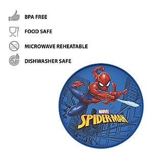 Zak Designs Marvel Spider Man Double-Sided Embossed Texture and 3 Sections Durable Material is BPA Free and Perfect for Kids (9", Set of 2), 9 inches, SpiderMan Classic PP Flip-It Plate 2pc (SPCE-1390)