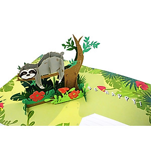 Take It Easy Fun Sloth - 3D Pop Up Greeting Card For All Occasions - Love, Birthday, Christmas, Goodluck, Congrats, Get Well - Message Note for Personalized - Amazing Gift - Thick Envelope, Fold Flat