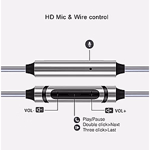 FAAEAL Poppy Metal Earphone Stereo Bass HiFi Tuning Headset 3.5mm Wired in-Ear Earphones for Mobile Phone PC MP3 Player, Headset with 5N LC-OFC Cable for Exercise Office (with Mic)