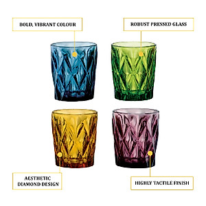 ARTLAND High Gate 10 oz Colors Double Old Fashion Glass in a Gift Box (Set of 4), Small, Assorted