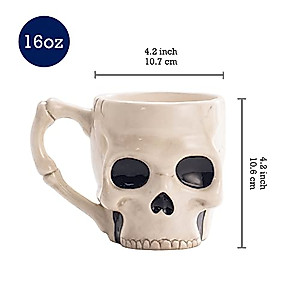 Bico Halloween Skull Ceramic 16oz Mugs, for coffee, tea, hot chocolate, Microwave and Dishwasher Safe
