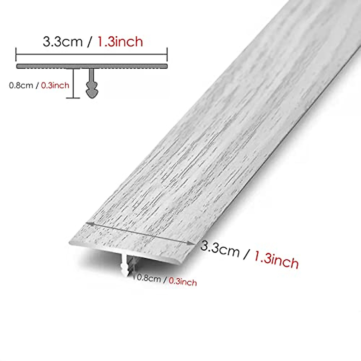 SRNSAEB T-Mold Floor Transition Strip Wood Grain, Aluminum Threshold Edging Trim, Large Gaps Cap, Wood to Tile, 90cm Long (Color : Style3)