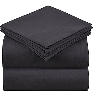 Mellanni Flannel Bed Sheets Set - 4 pc Luxury 100% Heavyweight 180GSM Cotton - Lightweight, Cozy - Deep Pockets, All Around Elastic - Soft, Warm, Breathable(Full, Gray)