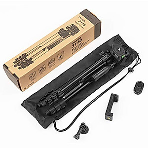 Polarduck Camera Mount Phone Tripod Stand: 42-Inch 106cm Lightweight Travel Tripod for iPhone with Remote & Phone Holder & GoPro Adapter Compatible with iPhone & Android Cell Phone | Matte Black