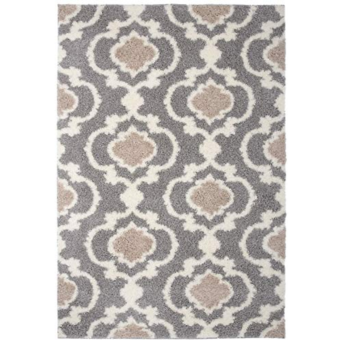 Cozy Moroccan Trellis Gray/Cream 3'3" X 5' Indoor Shag Area Rug