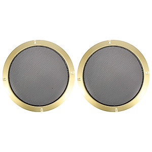 X AUTOHAUX 2pcs 8" Gold Tone Car Audio Speaker Cover Mesh Subwoofer Grill Horn Glossy Guard Protector