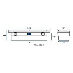 UWS SL-69-LP-R 69" Low Profile Single Lid Crossover Truck Box with Secure Lock Handles and Rails