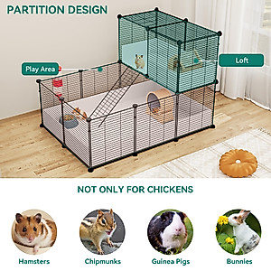 YITAHOME Guinea Pig Cage, Indoor C&C Small Animal Cage with Waterproof Plastic Liner, Loft and Partition for Bunny, Chinchilla and Hamster, Habitat Fence Playpen with 25PCS Pannels