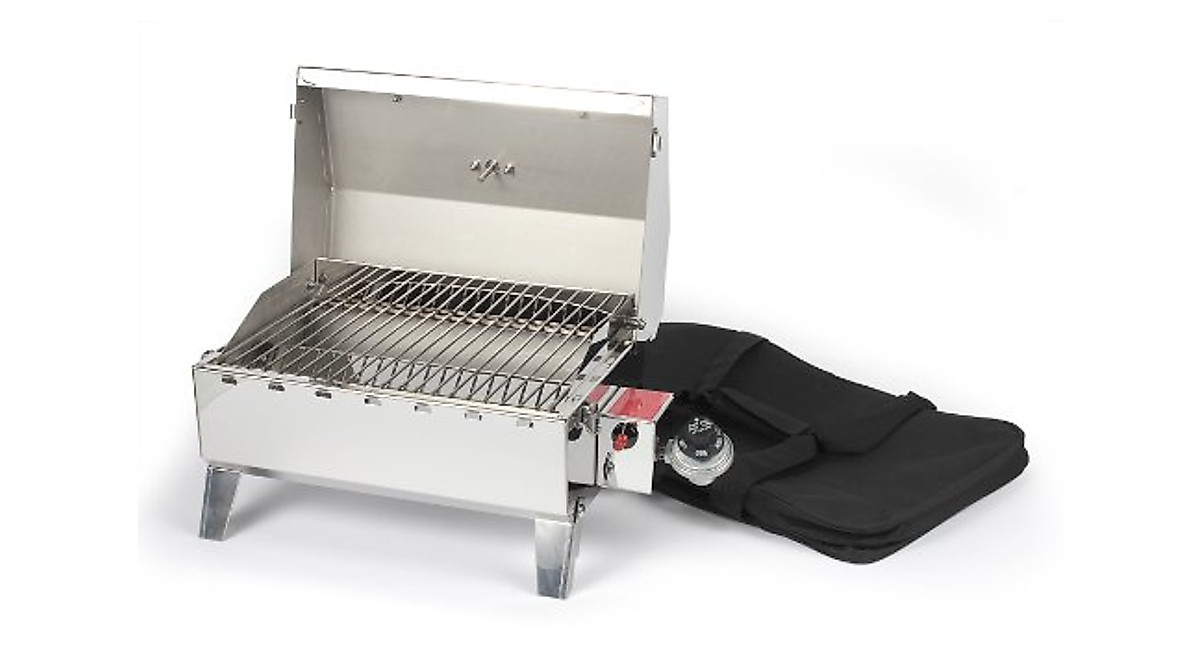 Camco Stow N Go 125 Portable Gas Grill with Temperature Gauge
