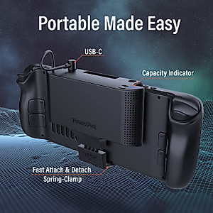 Nyko - Steam Deck Power Bank – 10000mAh Capacity Backup Battery Pack w/ 37w USB C Charger – PD 3.0 Fast Steam Deck Battery Bank – Play & Charge Portable High Capacity Power Bank for 1.25+ Hours