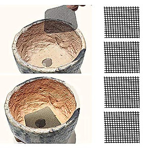 Lainrrew 50 Pcs Flower Pot Hole Mesh Pad, Square Bonsai Mesh Drainage Screens Bonsai Pot Bottom Grid Mat Drainage Mesh Hole Screen, Gardening Gifts for Women, 2 Inch