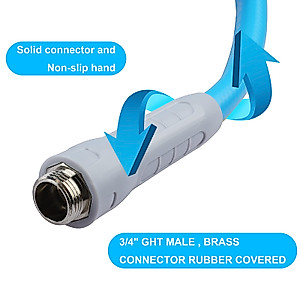 HQMPC Hose Garden Hose With Swivel Grip 5/8 in. x 20 ft., Water Hose Heavy Duty Durable Material Water Hose with Solid Fittings (BLUE) …