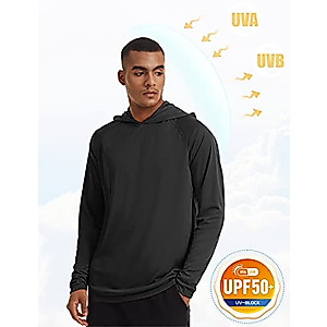 MAGCOMSEN Long Sleeve T Shirt Men UPF 50+ Quick Dry Fishing Shirts Performance Lightweight Shirts Workout Running Shirts Active Hiking Shirts Athletic T-Shirt Black