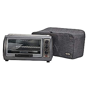 HOMEST Toaster Oven Dust Cover with Accessory Pockets Compatible with Hamilton Beach 6 Slice of Toaster Oven, Grey