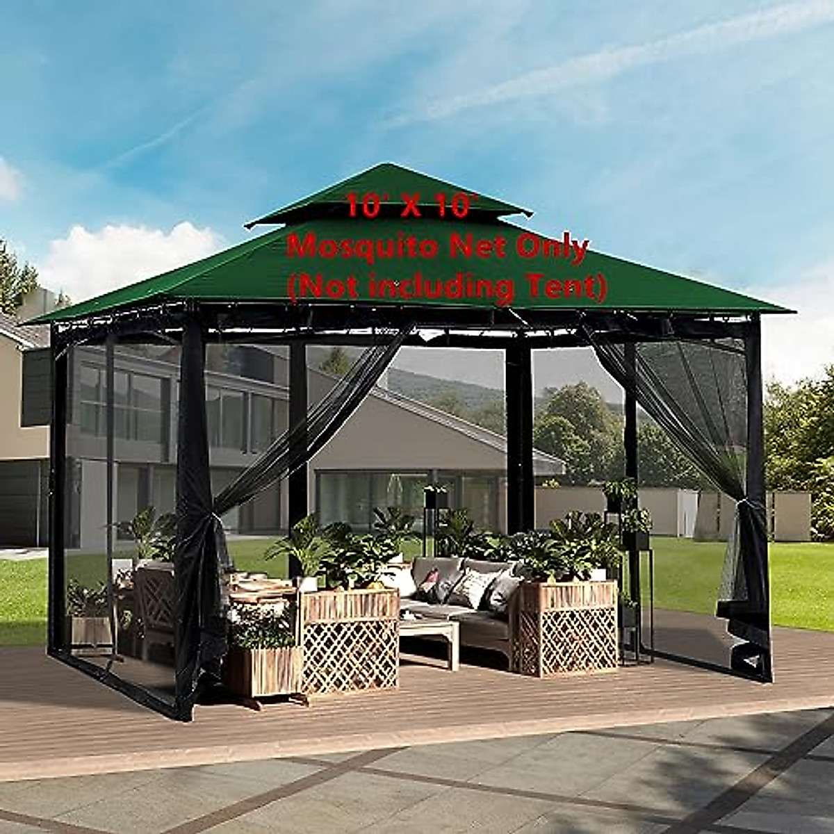 Mosquito Net for 10x10 Canopy Tent,Replacement Mosquito Netting for Gazebo Netting Screen Mosquito Screen Canopy for Camping for Patio Tent 10x10' (Mosquito Netting Only, Black 2)