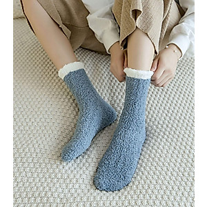 TEHOOK Fuzzy Socks for Women, Warm Soft Fluffy Socks Thick Cozy Plush Sock Winter Socks for Women 6 Pairs