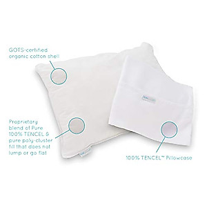 PUREgrace Organic Cotton Toddler Pillow with Pillowcase Natural GOTS Certified - Sensitive Skin Friendly - 100% Eucalyptus Tencel