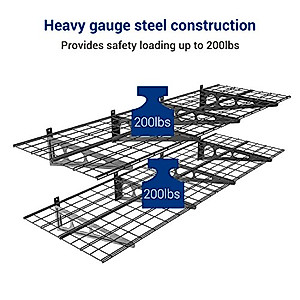 FLEXIMOUNTS 2' x 6' Black 2-Pack 2x6ft 24-inch-by-72-inch Wall Shelf Garage Storage Rack, 24" x 72"