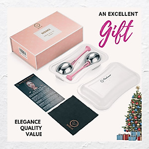 RADIANCE Ice Globes for Facials Skin Care - Cryo Globes, Non Shatter, Face Cooling Cold Stainless Steel, Cryo Freeze Tool Roller for Depuffing Eyes, Face Massage with a Storage Case & Polish Cloth