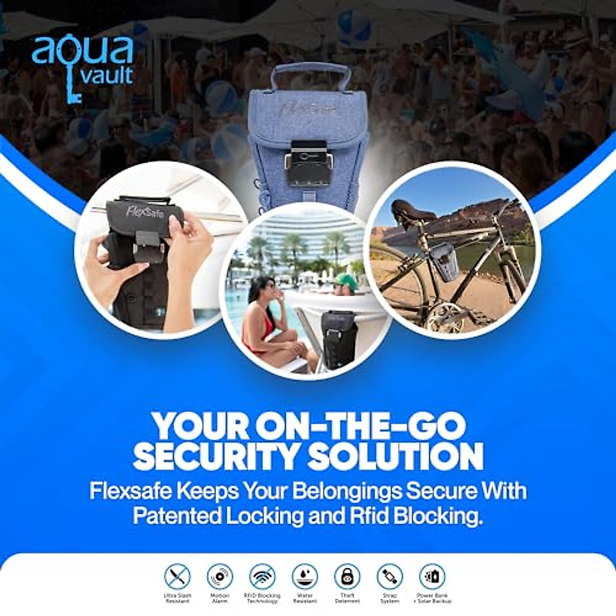 FlexSafe Anti-Theft Lockable Travel Safe & Portable Beach Chair Vault. As Seen on Shark Tank. Personal Safe thats Packable, Lightweight, & Slash Resistant by AquaVault - Heather Grey Color