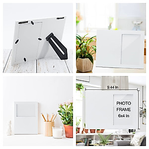 Lnzong Personalized Wood Picture Frame, Memorial Gifts for Mother Father Baby Friends Family Pet, White Photo Frame for 4x6 picture with Signature Space - Horizontal/Vertical Display on Table or Wall