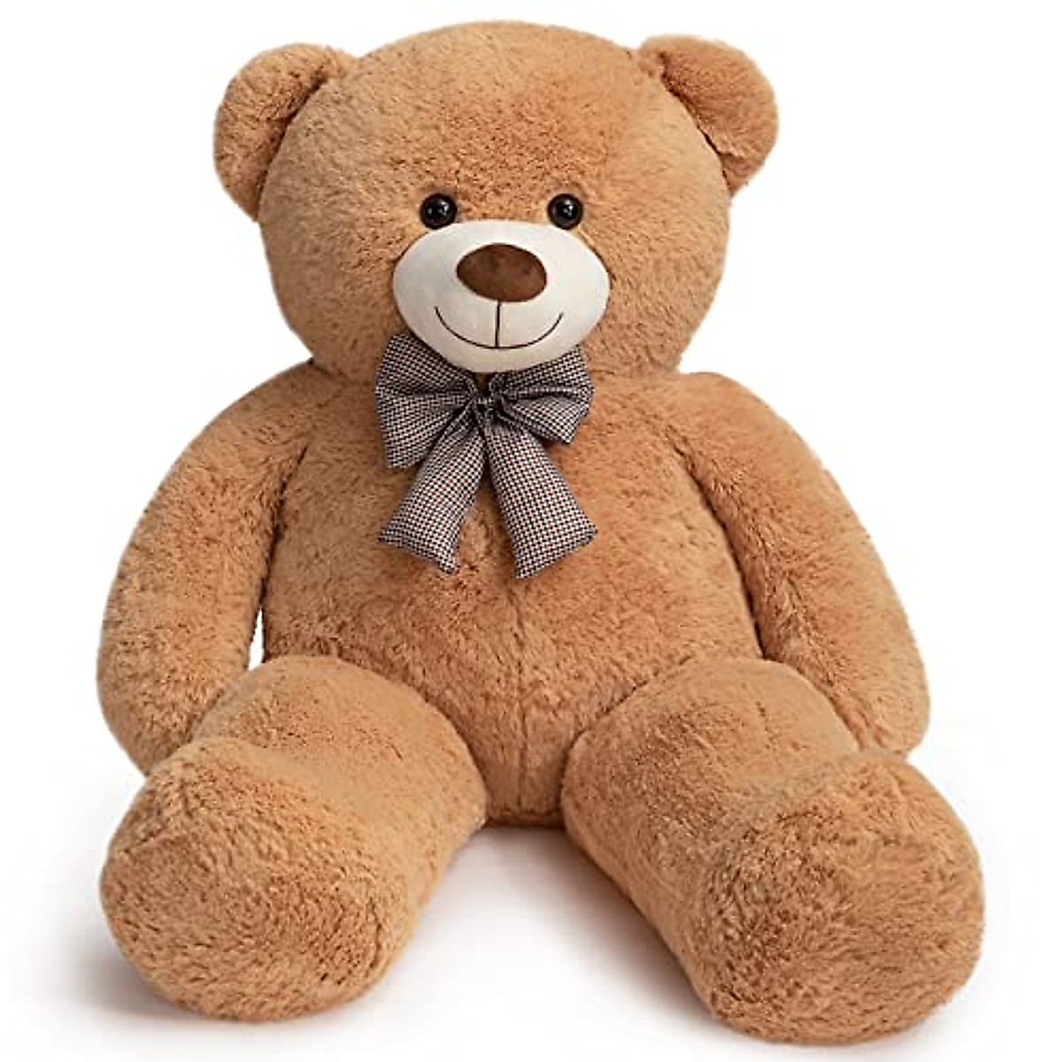 HollyHOME Giant Teddy Bear Stuffed Animal Large Bear Plush with Bow Tie Soft Toy for Girlfriend or Kids 48 inch Tan
